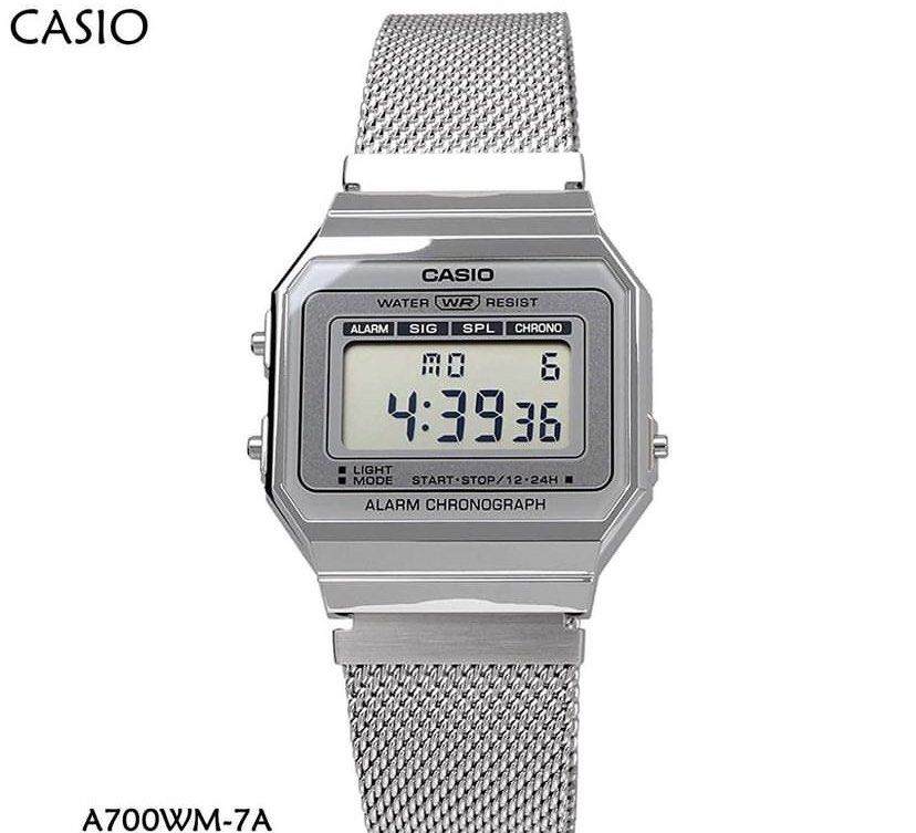 Casio Vintage A700WM-7A Slim Case Digital Quartz A700WM-7ADF Silver ...