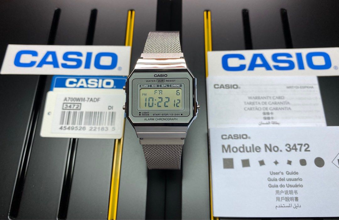 Casio Vintage A700WM-7A Slim Case Digital Quartz A700WM-7ADF Silver ...