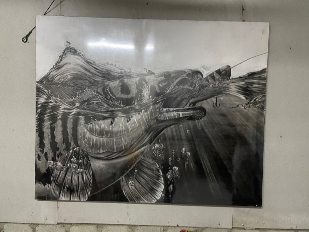 Charcoal Drawing Of Toman Fish, Luxury, Accessories on Carousell
