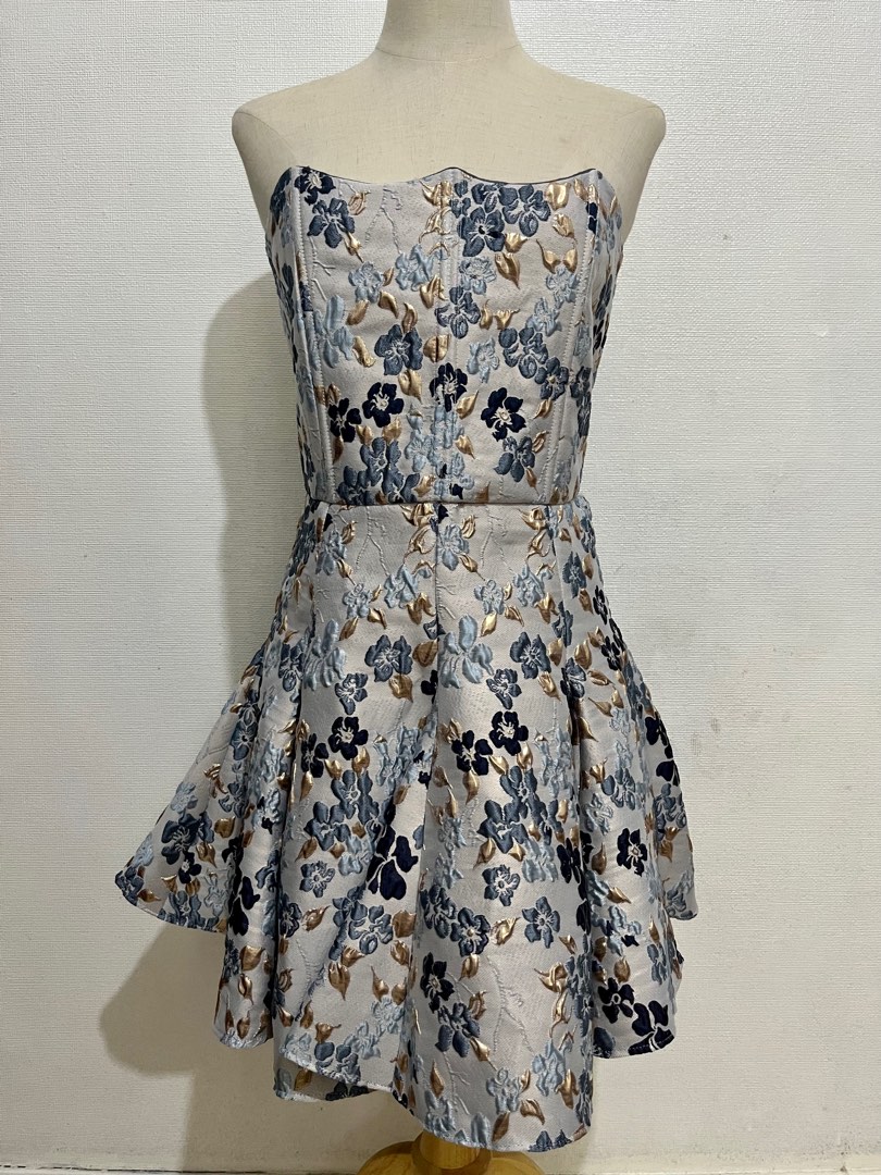Laure by Roma Blue Brocade Mini Dress on Carousell