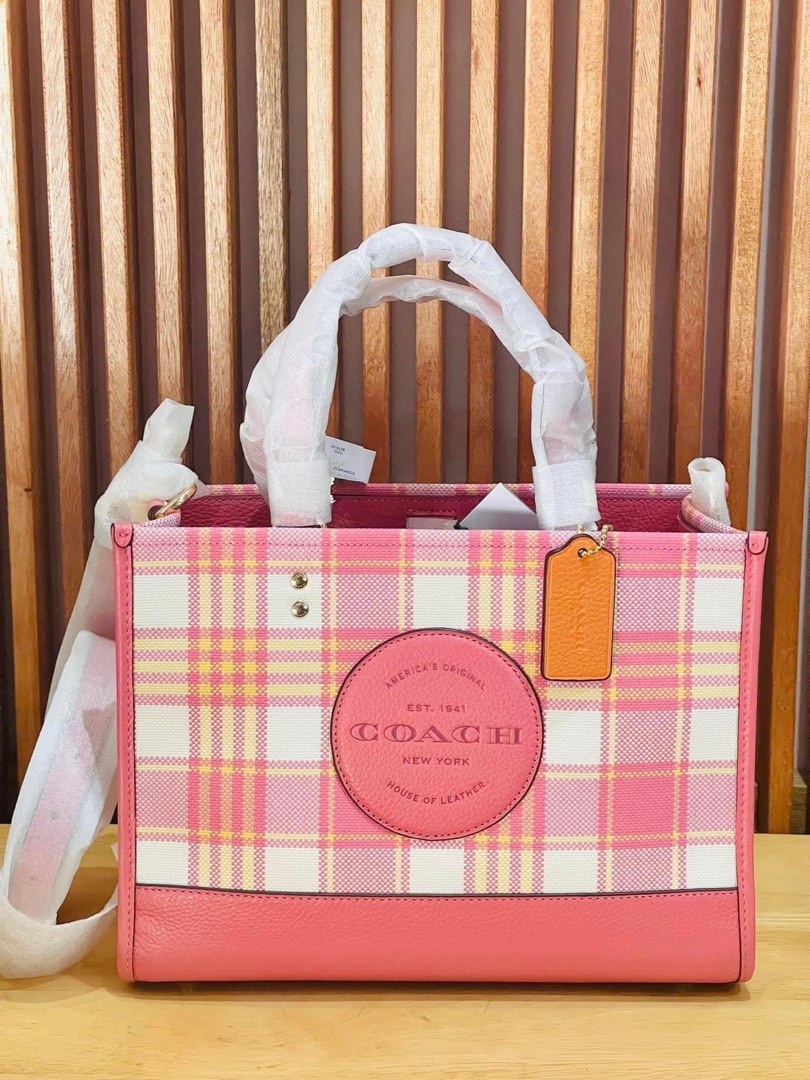 Coach Dempsey Carryall With Garden Plaid Print And Coach Patch on Carousell