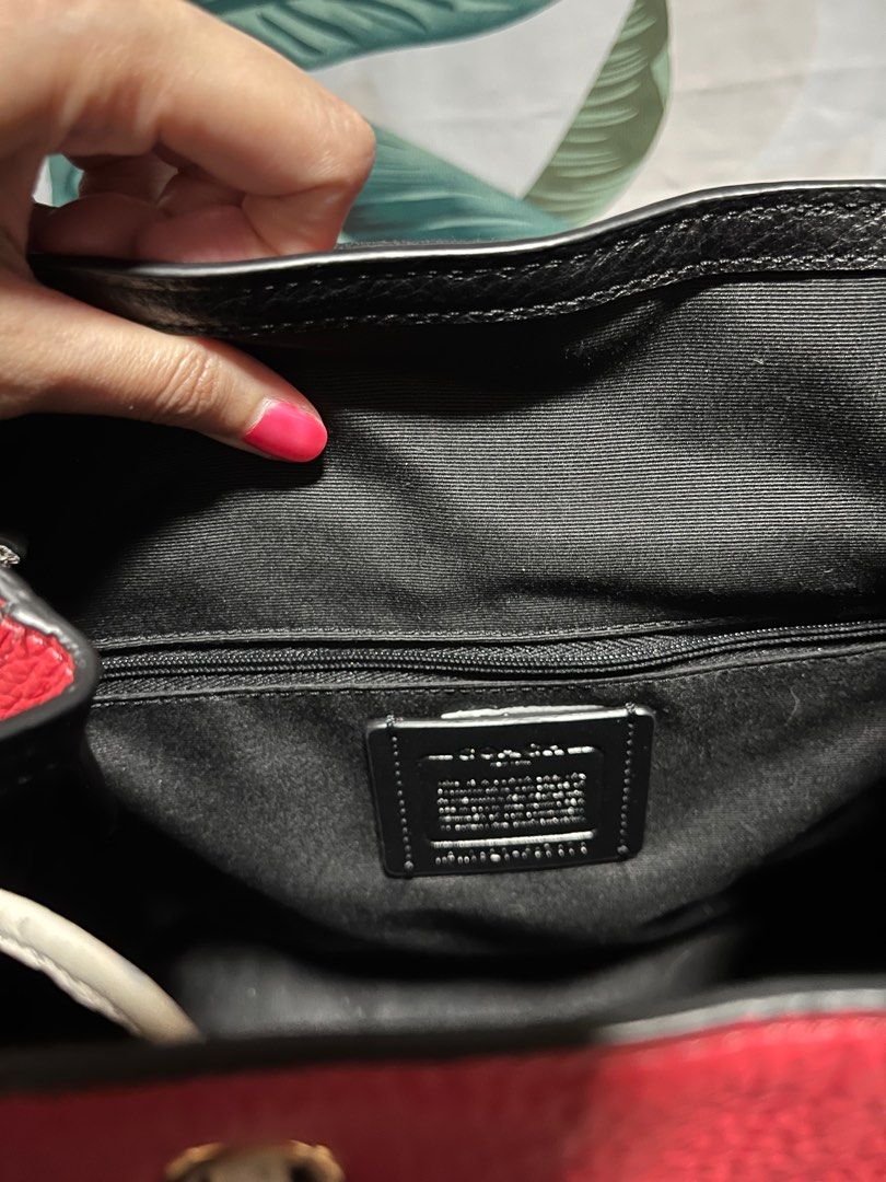 Coach Elle Backpack Red & Black Leather, Women's Fashion, Bags ...