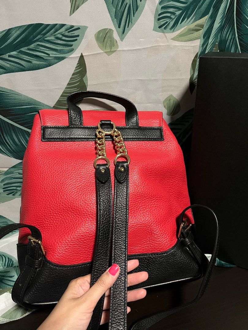Coach Elle Backpack Red & Black Leather, Women's Fashion, Bags ...