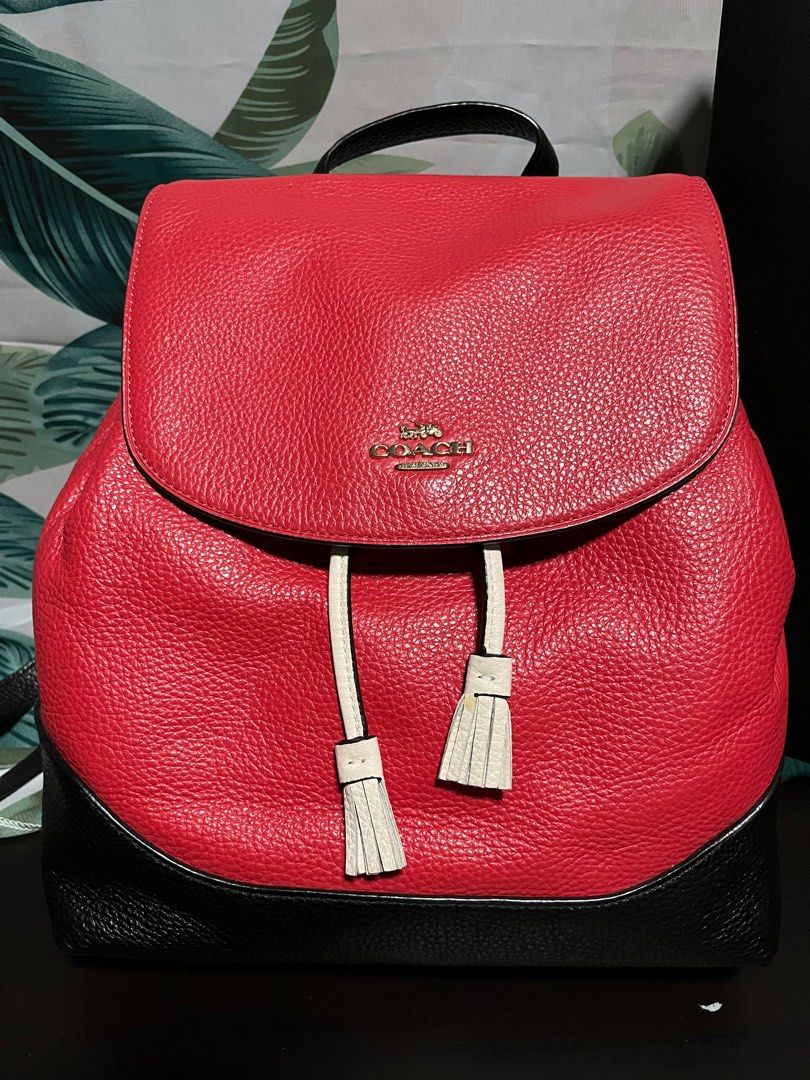 Coach Elle Backpack Red & Black Leather, Women's Fashion, Bags ...