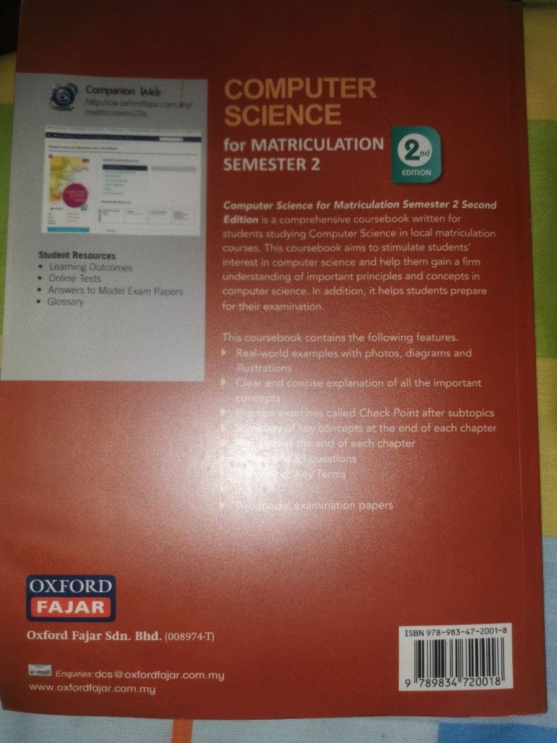 Computer science for Matriculation semester 2 matrikulasi 2nd edition textbook, Hobbies & Toys ...