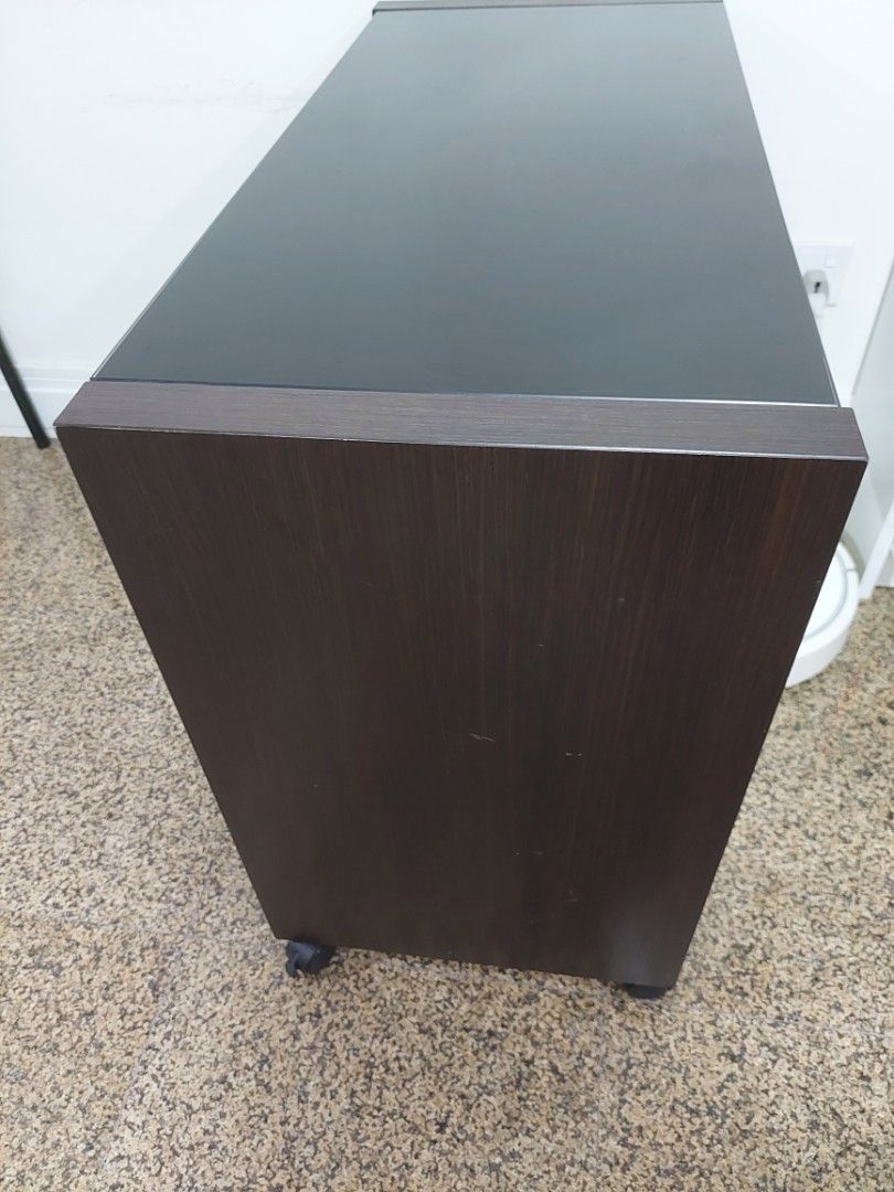 Meicha Dark brown study work Table with wheels, glass top, Furniture ...