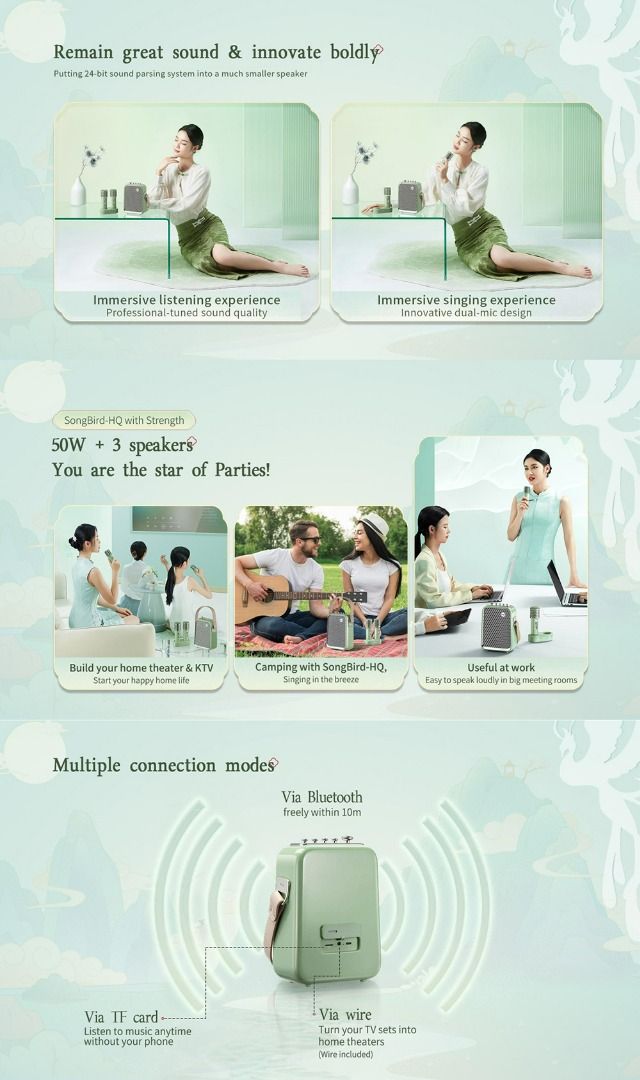 Divoom SongBird-HQ 50W Dual Mic Karaoke Portable Bluetooth Speaker ...