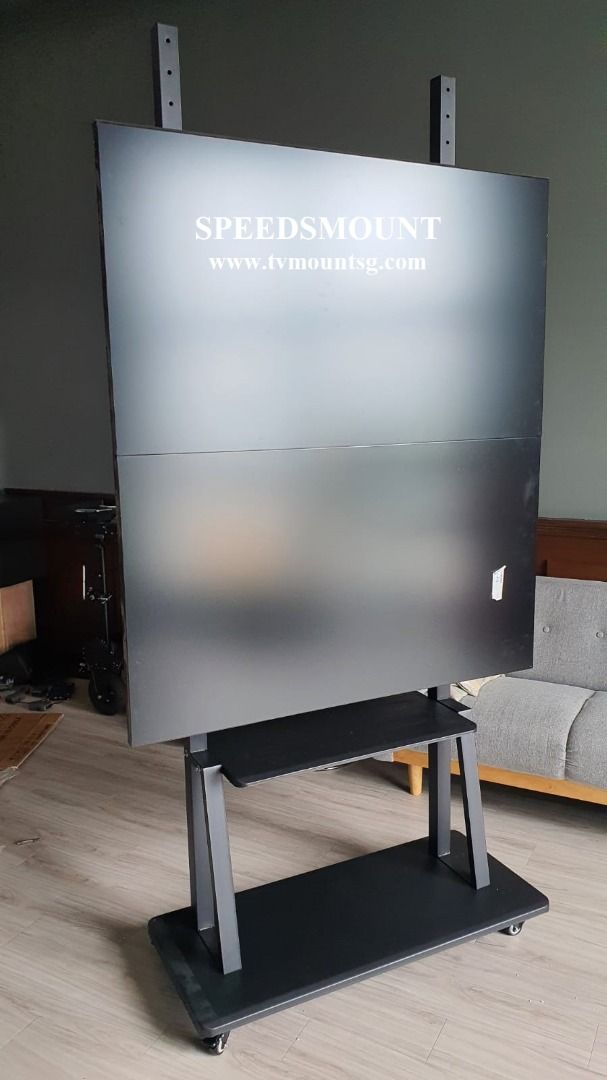 dual TV stand Digital signage mobile cart SPEEDSMOUNT laptop AV shelf ...
