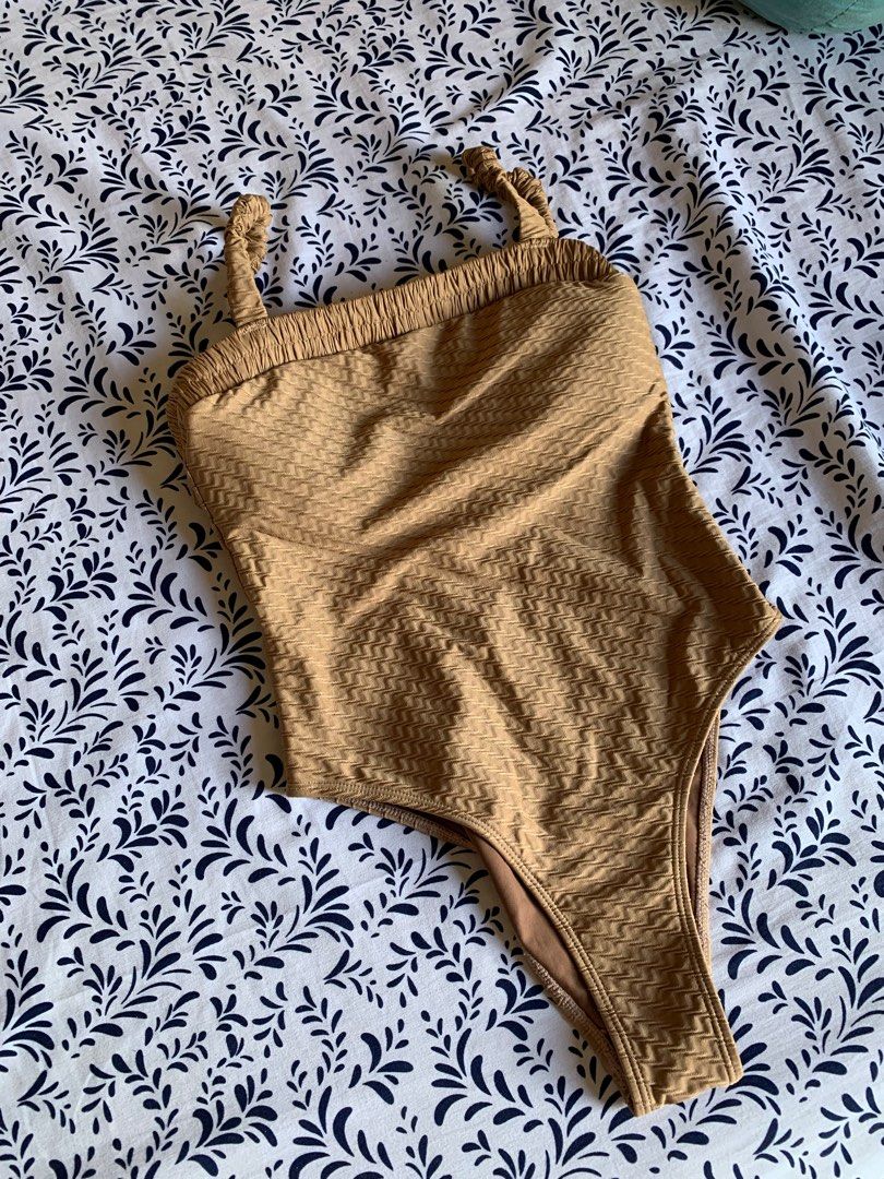 Eighth mermaid one-piece tan textured swimsuit on Carousell