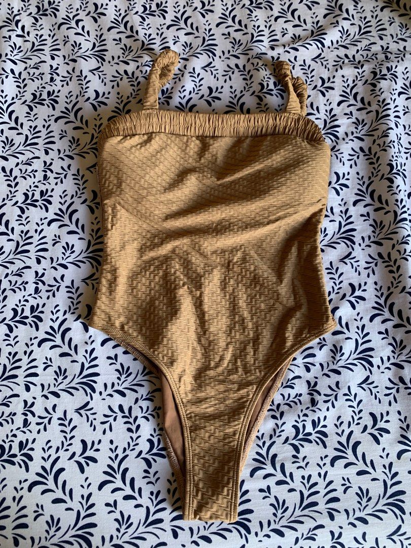 Eighth mermaid one-piece tan textured swimsuit on Carousell