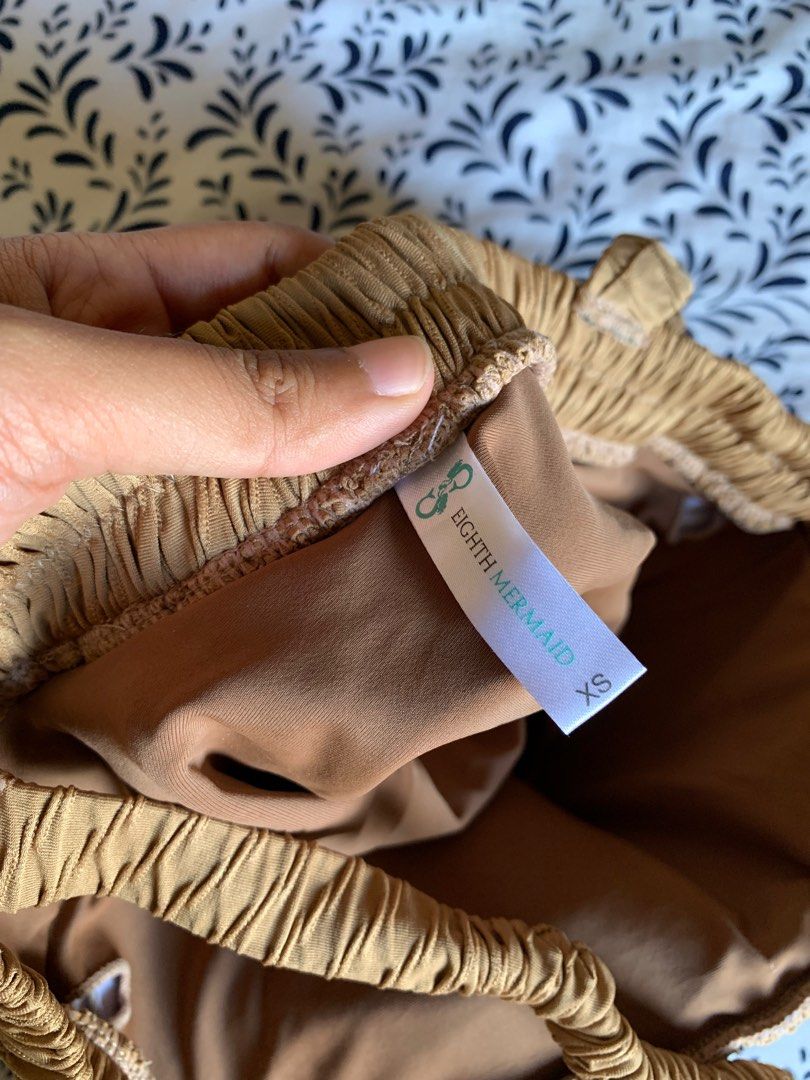 Eighth mermaid one-piece tan textured swimsuit on Carousell