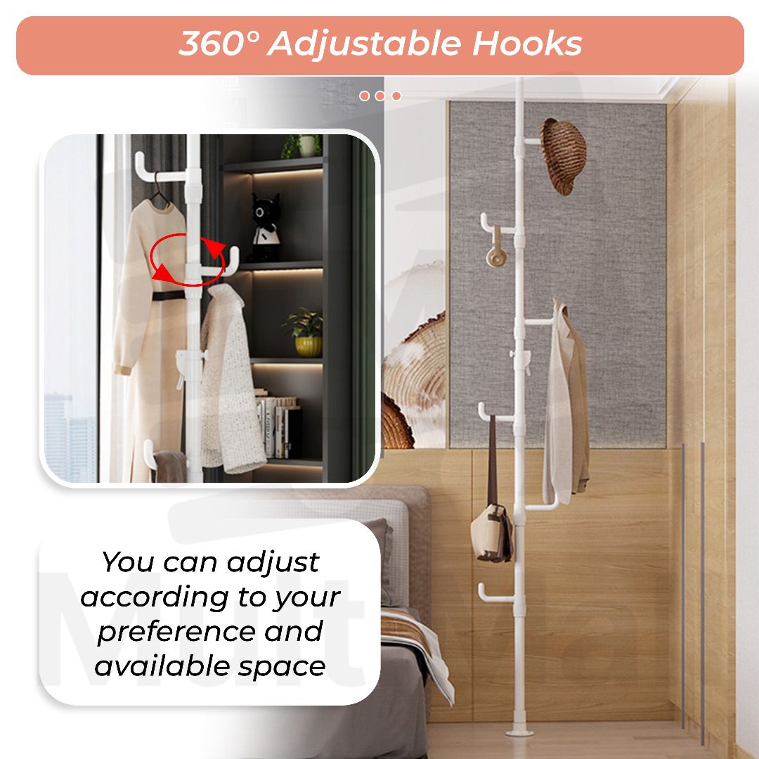 Floor to Ceiling Drying Pole Adjustable Standing Laundry Tension Rod ...