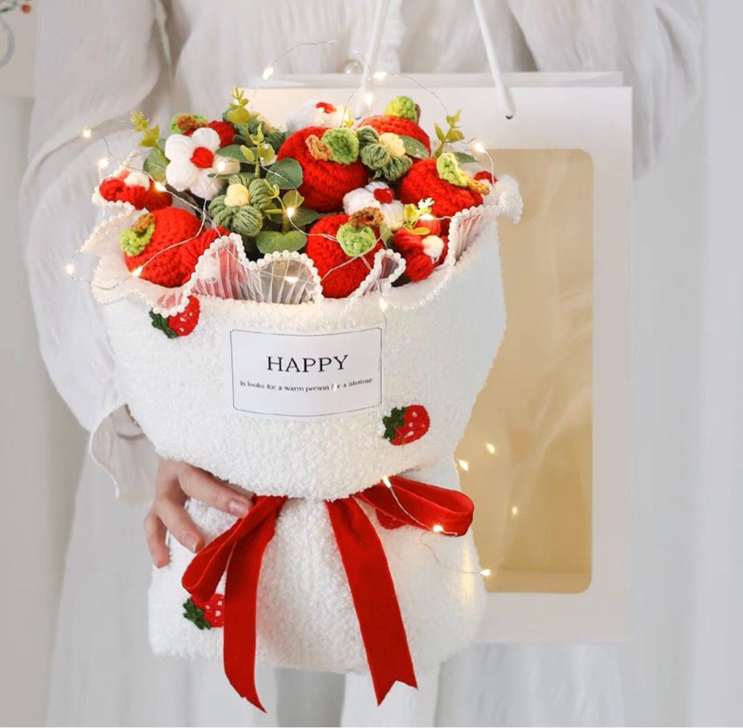 fruit strawberry apple orange crochet bouquet | anniversary mothers ...