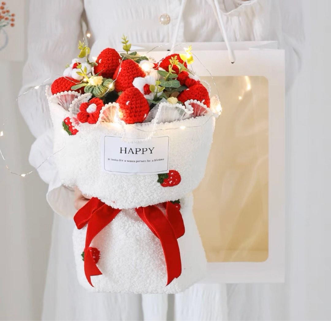 fruit strawberry apple orange crochet bouquet | anniversary mothers ...