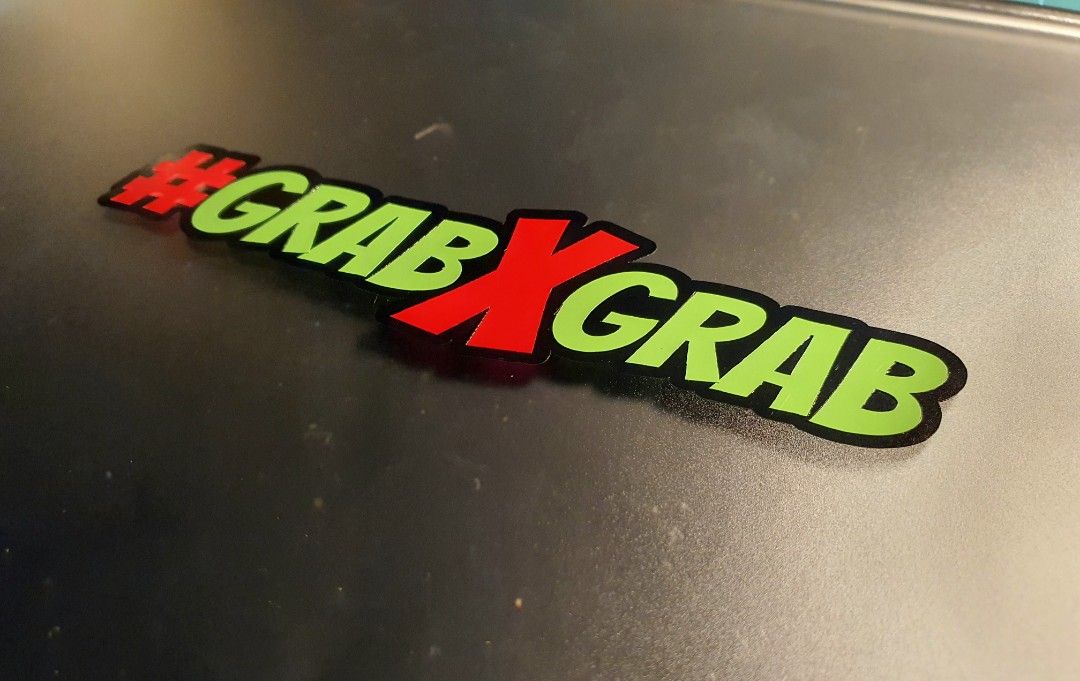 Grab vinyl decal die-cut sticker, Motorcycles, Motorcycle Accessories ...