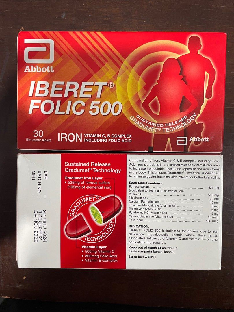 Iberet folic 500, Health & Nutrition, Health Supplements, Vitamins ...