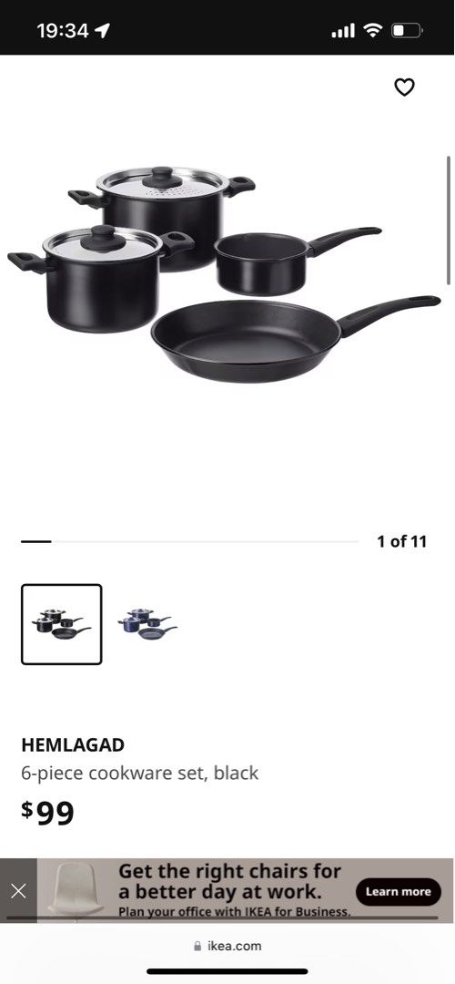 Ikea 6 piece non stick cookware, Furniture & Home Living, Kitchenware ...