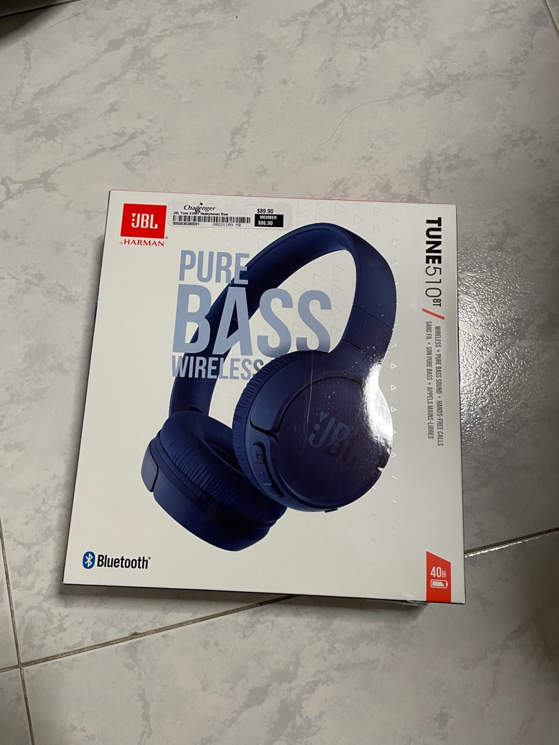 JBL Tune 510 BT Dark Blue Pure Bass Wireless Headphones, Audio ...