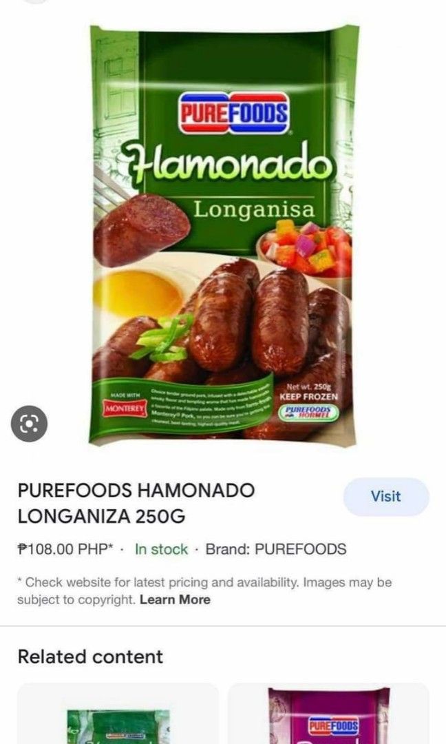 LEGIT HAMONADO LONGGA, Food & Drinks, Chilled & Frozen Food on Carousell