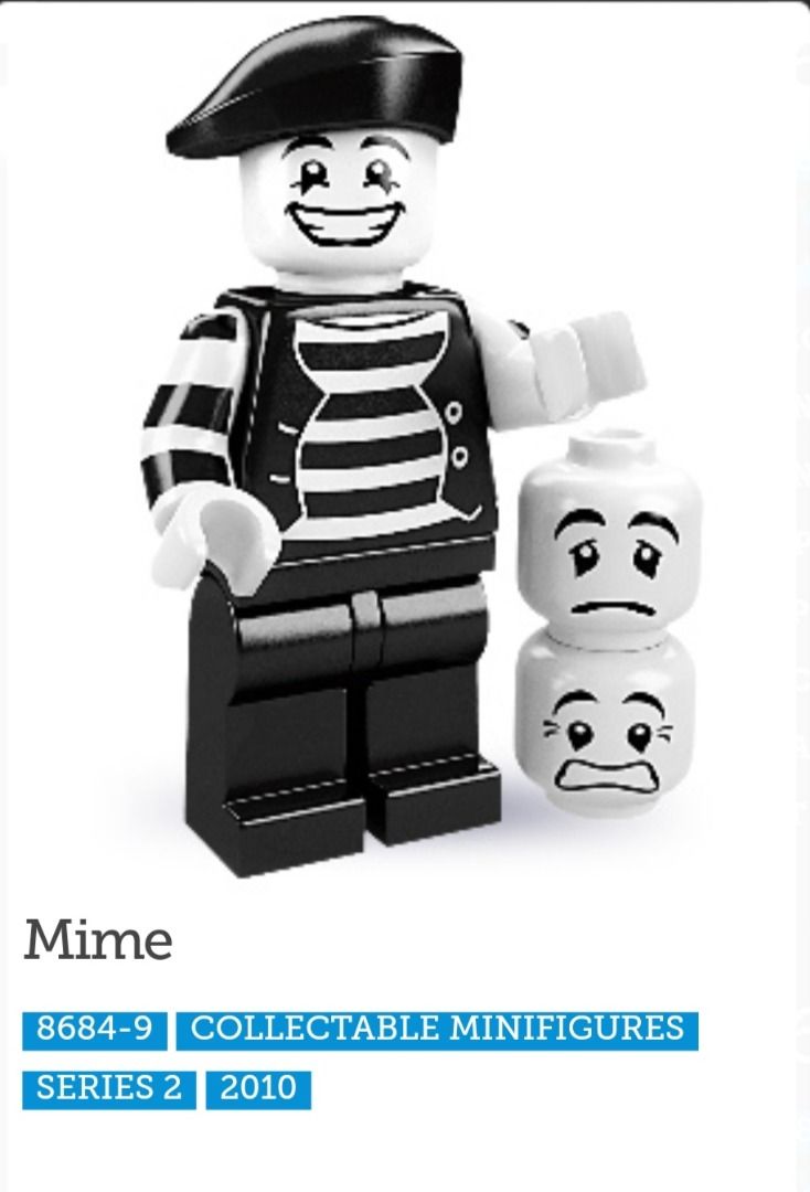 Lego 8684-Minifigures Series 2 8684-9 / COL02-9 Mime / 默劇演員 minifigures ...