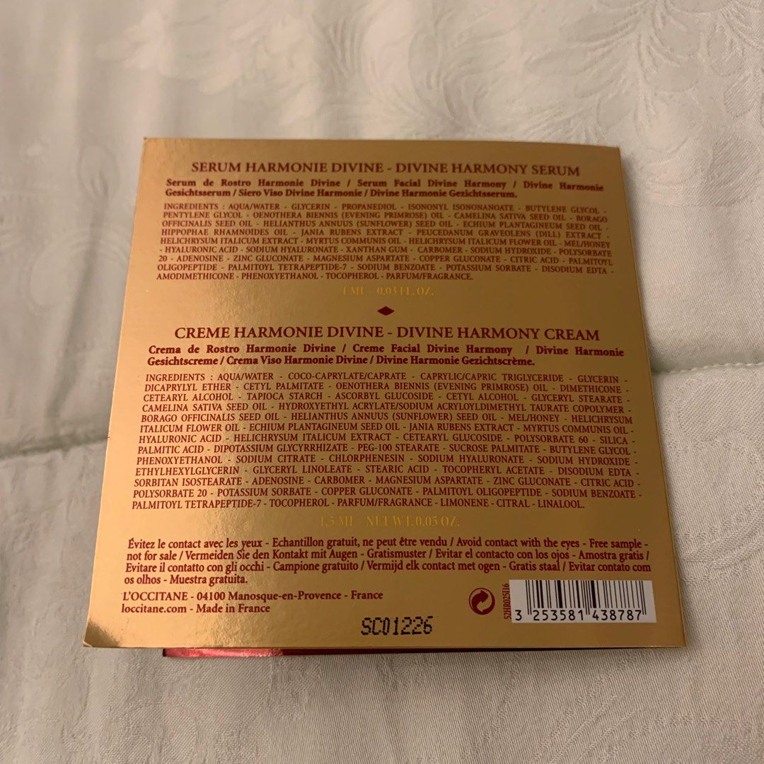 L’Occitane Immortelle & Jania Rubens Divine Harmony Serum and Cream 1ml ...