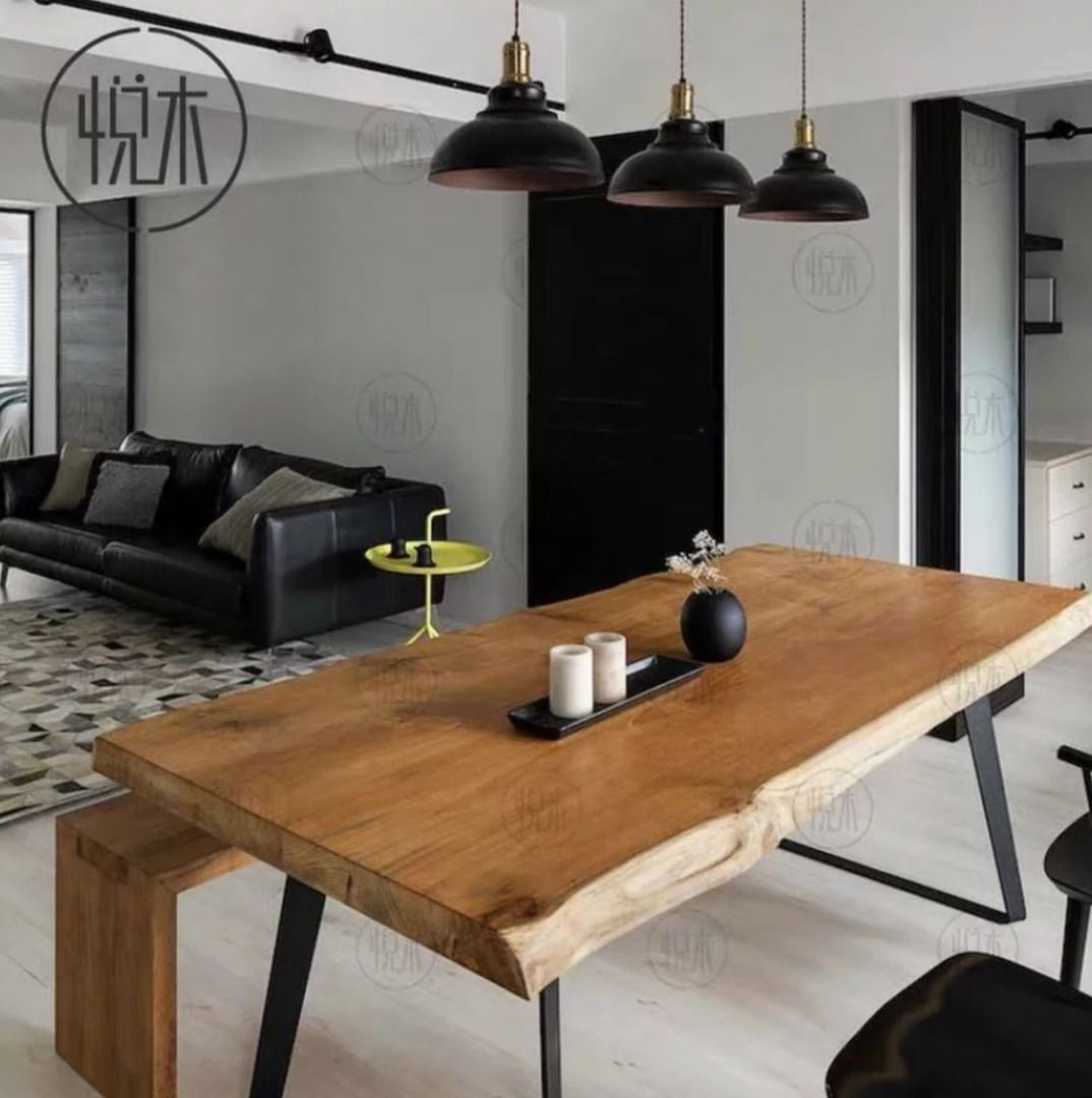 LUKE Solid Pine Wood Dining Table, Furniture & Home Living, Furniture ...