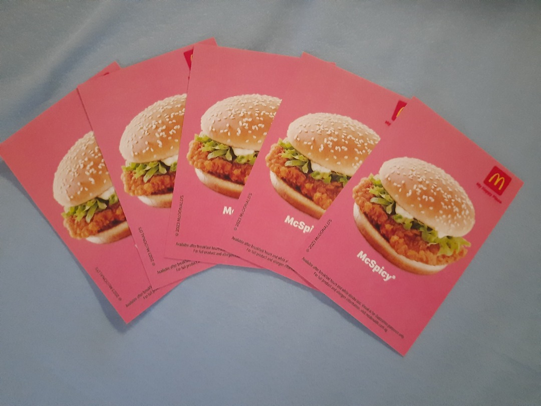 McDonald's McSpicy Vouchers x 5 (U.P. FROM $6.85 each), Food & Drinks ...