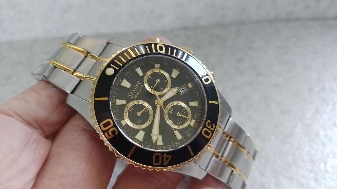 Men's Stauer Swiss Dive Chronograph Watch. Brand New, Mint Condition ...