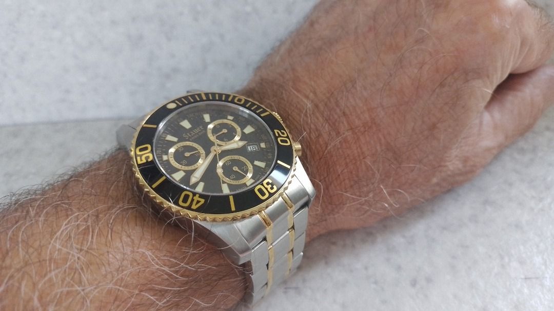 Men's Stauer Swiss Dive Chronograph Watch. Brand New, Mint Condition ...