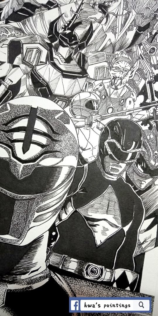 Mighty Morphin Power Rangers Artwork ( A4 Size ), Hobbies & Toys ...