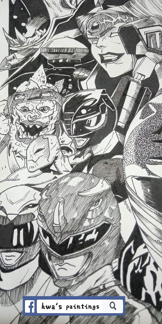 Mighty Morphin Power Rangers Artwork ( A4 Size ), Hobbies & Toys ...