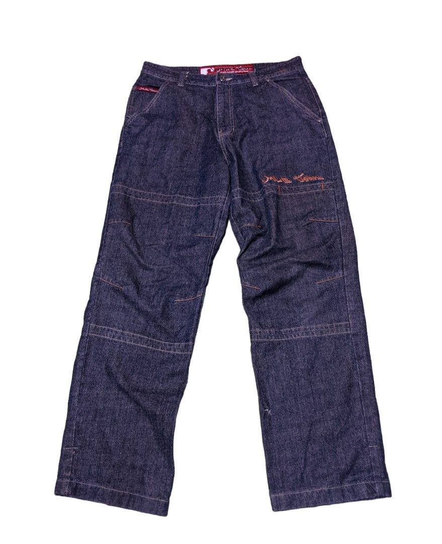 MLB jeans baggy double knee pants, Men's Fashion, Bottoms, Jeans on ...