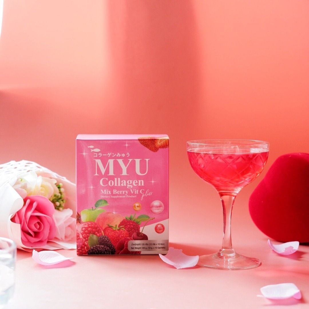 MYU COLLAGEN Plus Vitamin C MyYu Collagen 10 packs 120 grams, Food & Drinks, Beverages on Carousell