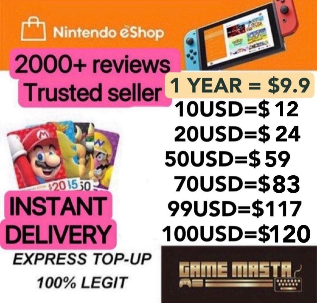 Nintendo switch eShop Gift Card Credit code / [US][JAPAN], Video Gaming ...
