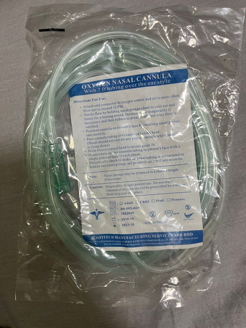 Oxygen Nasal Cannula (Adult) - 7ft, Health & Nutrition, Medical ...