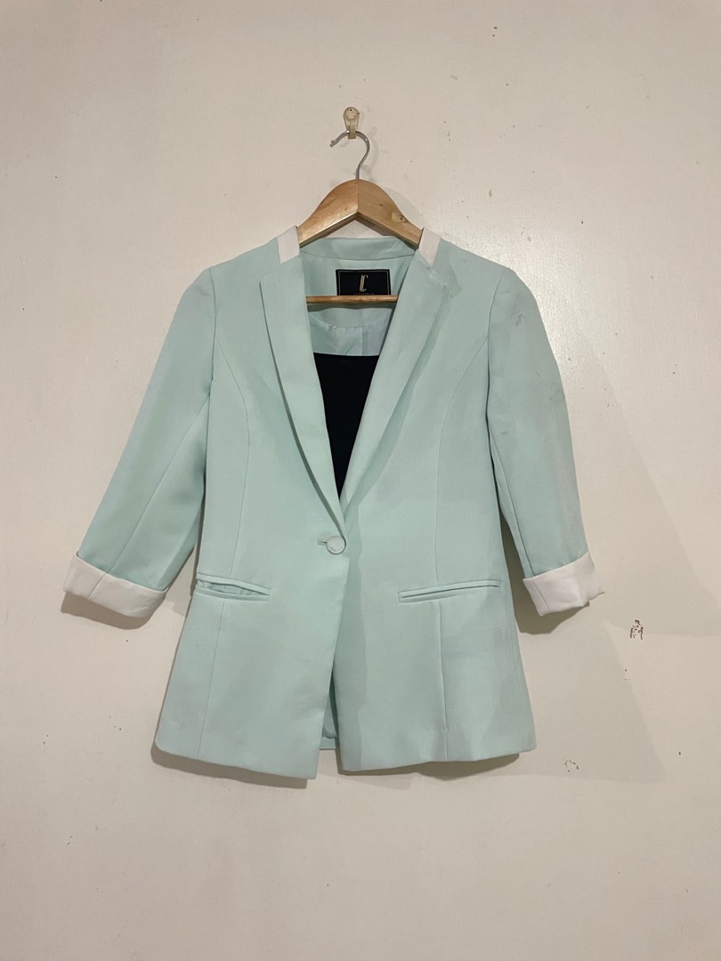 Pastel Blue Blazer, Women's Fashion, Coats, Jackets and Outerwear on ...