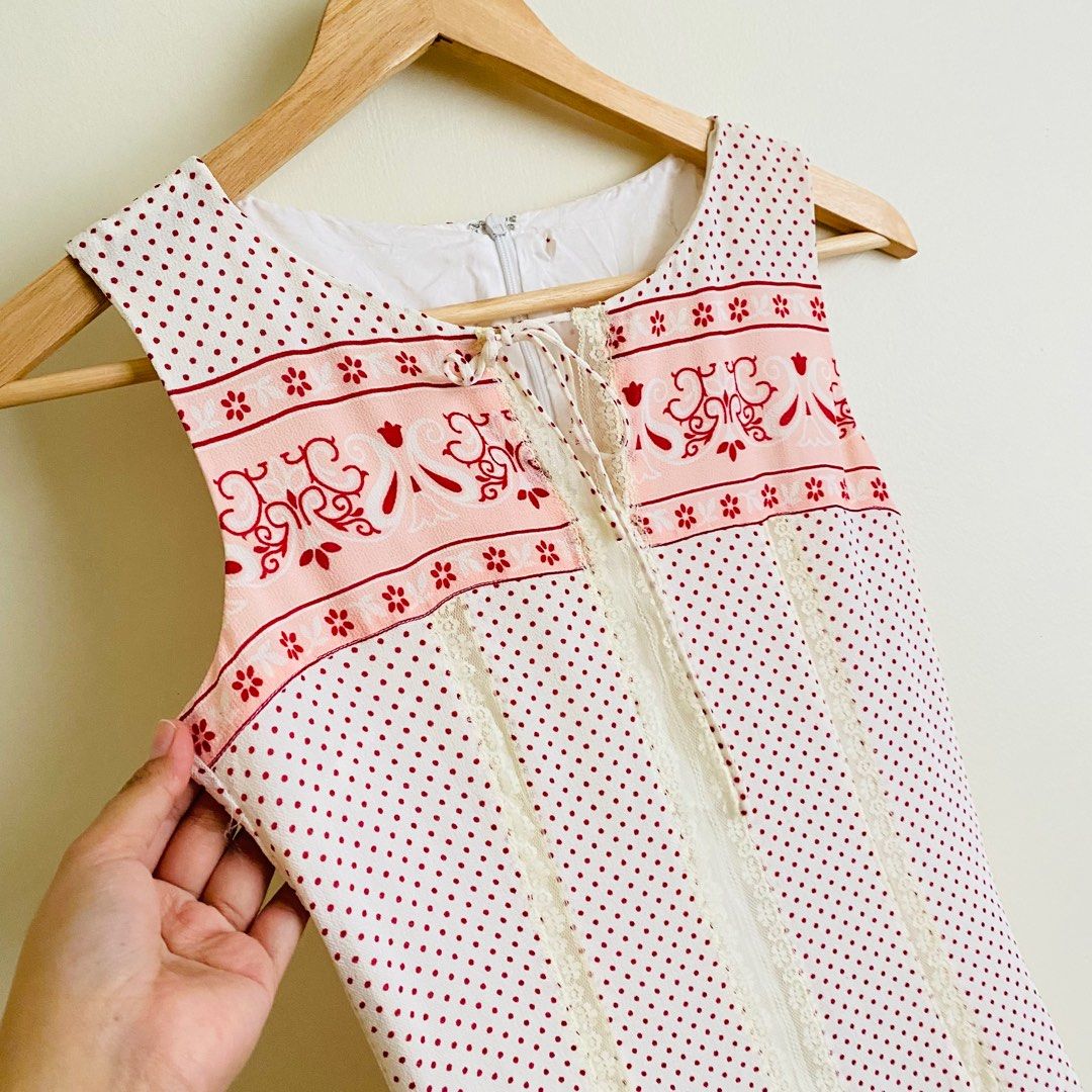 Polka White Red Keyhole Maxi Dress on Carousell
