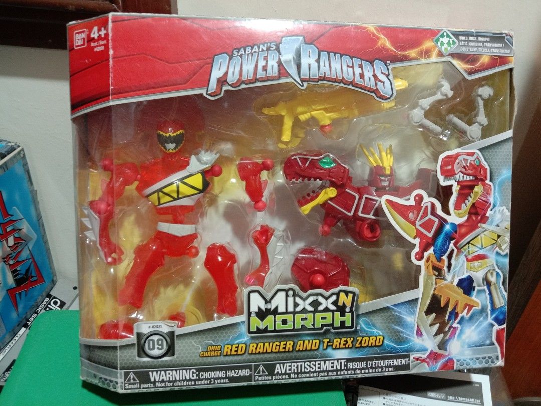 Power Rangers Mixx N Morph - Dino Charge Red Ranger and T-Rex Zord ...