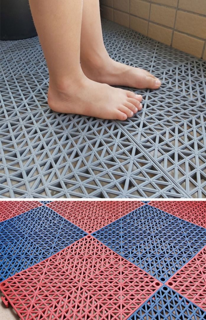 PVC Interlocking Anti Slip Bath Room Toilet Kitchen Tile Floor Mat with ...