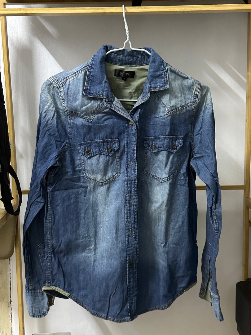ROPE Denim Top, Women's Fashion, Tops, Longsleeves on Carousell