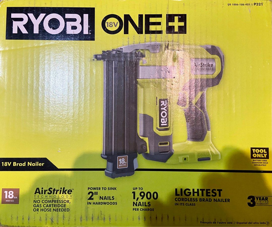 Ryobi naip gun sealed P321, Furniture & Home Living, Home Improvement ...