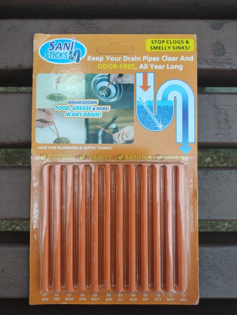 Sani Sticks Drain Pipe Cleaner (5 for $10), Furniture & Home Living ...