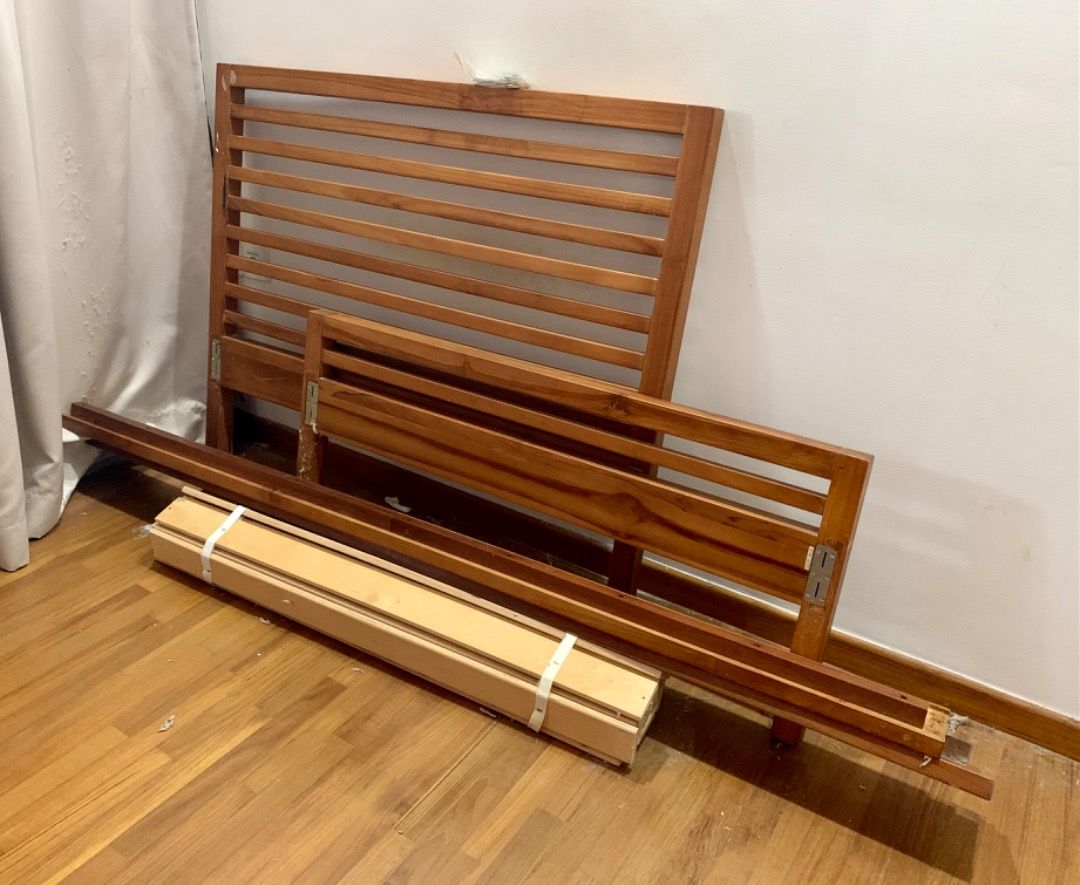 Scanteak Enkel 3.5 FT super single bed frame made of solid Teak wood ...