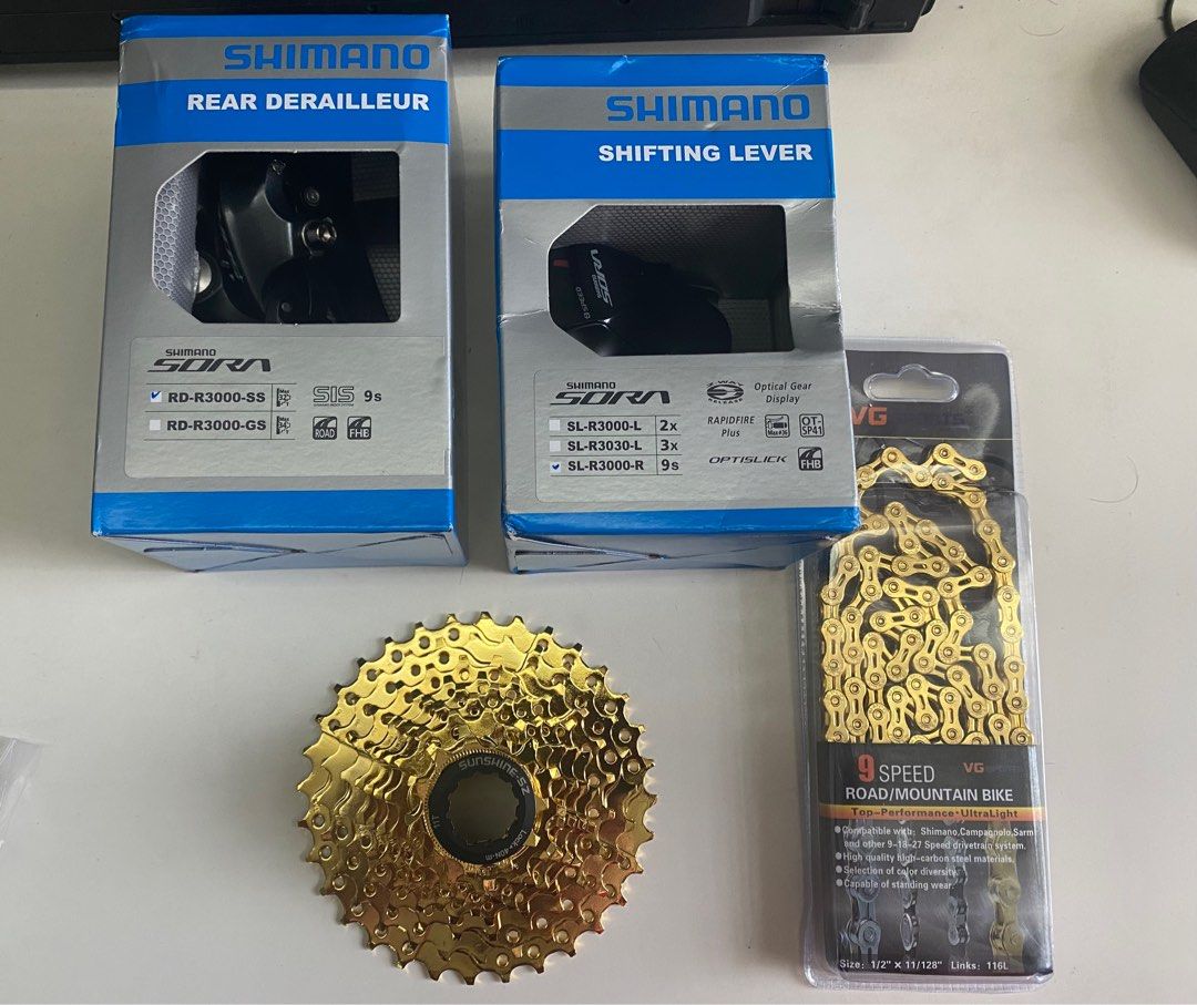 Shimano sora 9 speed groupset gold, Sports Equipment, Bicycles & Parts ...