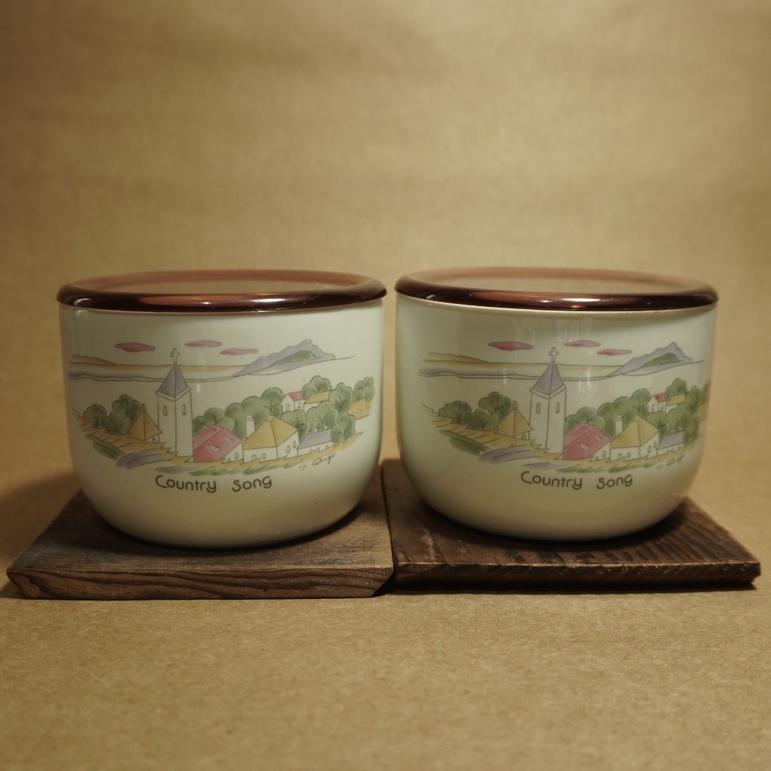 Country Song Cute sizes Ceramic Pot w/lid 2pcs / 6 x 8 cm, Furniture ...