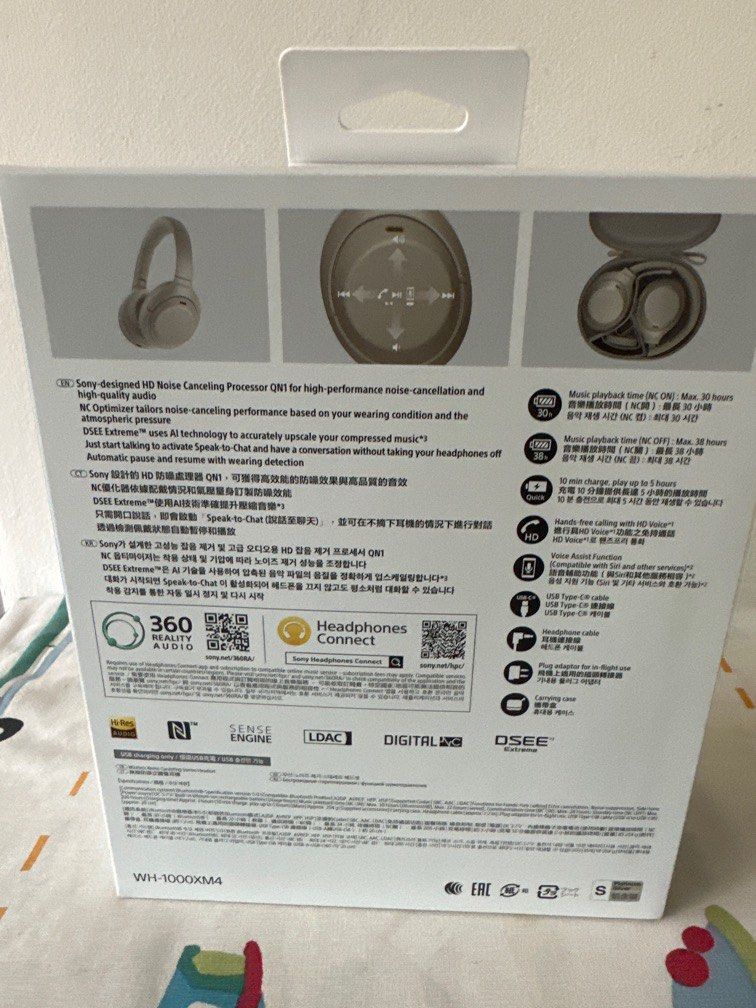 Sony Headphones xm4 silver, Audio, Headphones & Headsets on Carousell