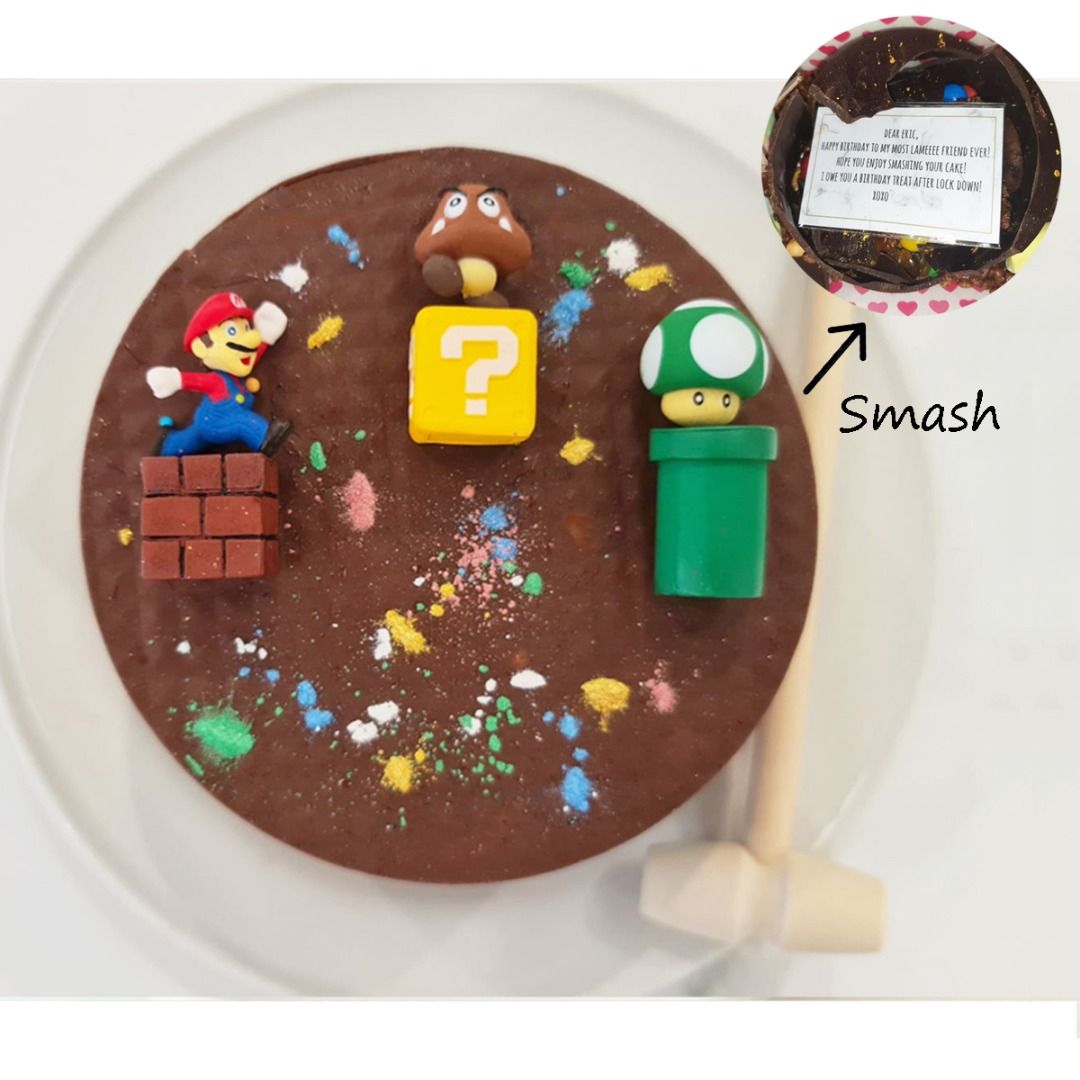 Super Mario Chocolate Smash Pinata Cake, Food & Drinks, Homemade Bakes ...