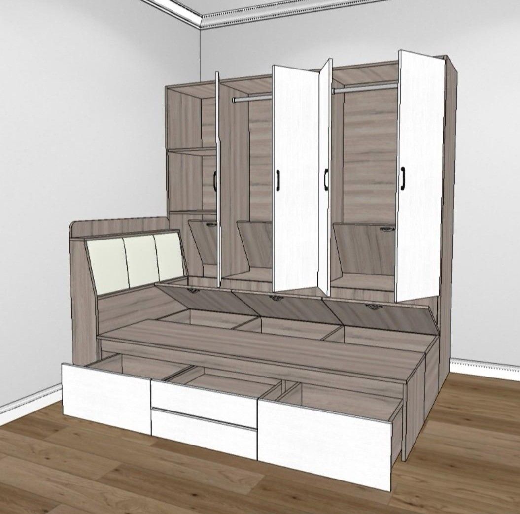 Custom tatami bed/wardrobe integrated/ Multipurpose storage bed ...