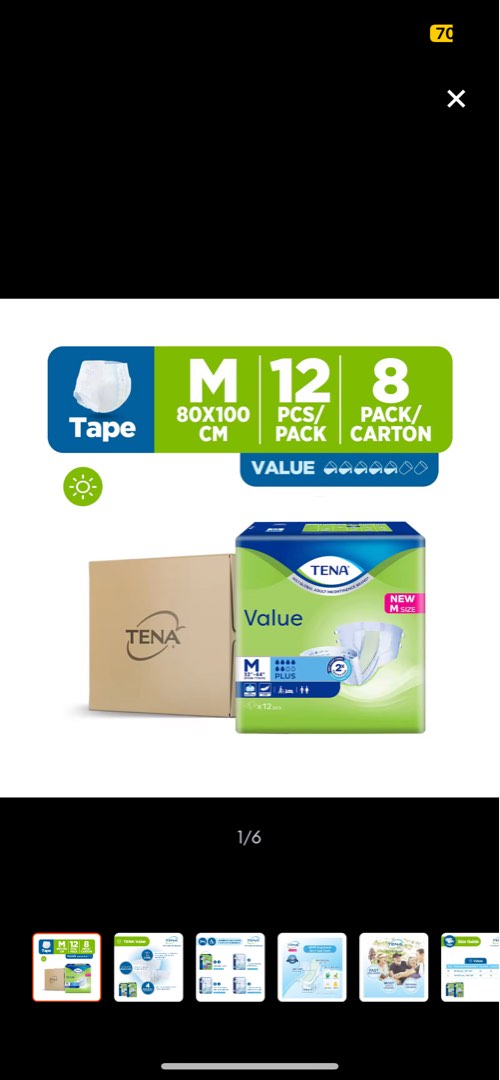 Tena Value Adult Diapers Medium Size, Health & Nutrition, Assistive & Rehabilatory Aids, Adult ...