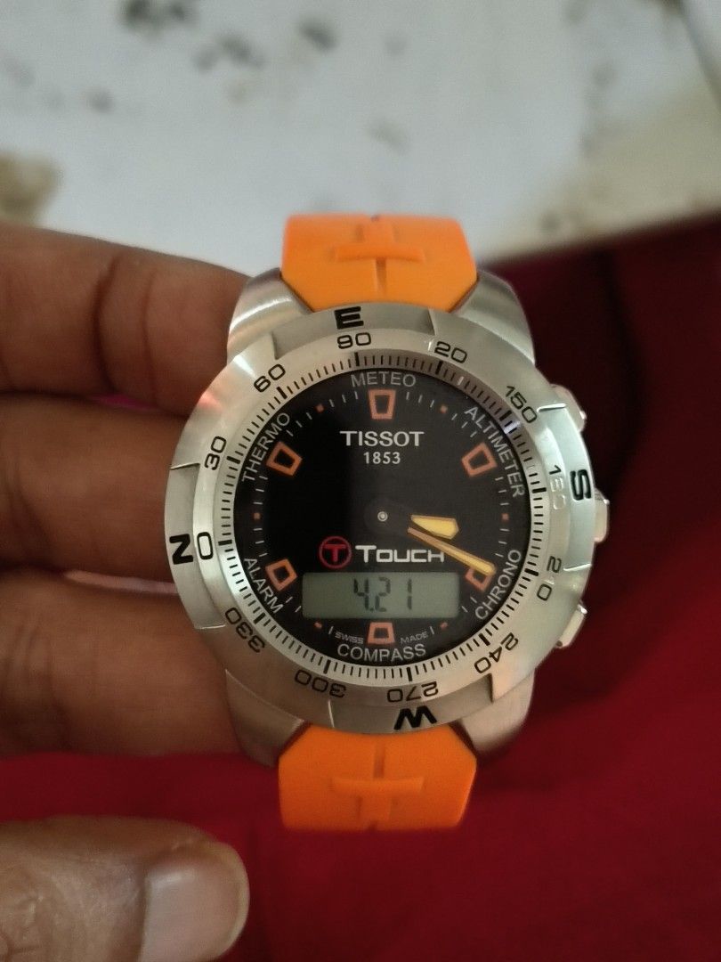 Tissot T Touch Orange, Luxury, Watches on Carousell
